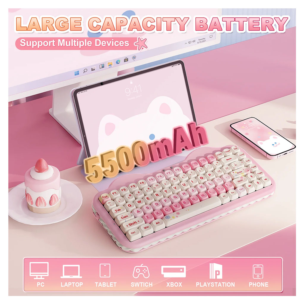 Yunzii C75 Cake Meow Wireless Pink Mechanical Keyboard - Milk V2 ...