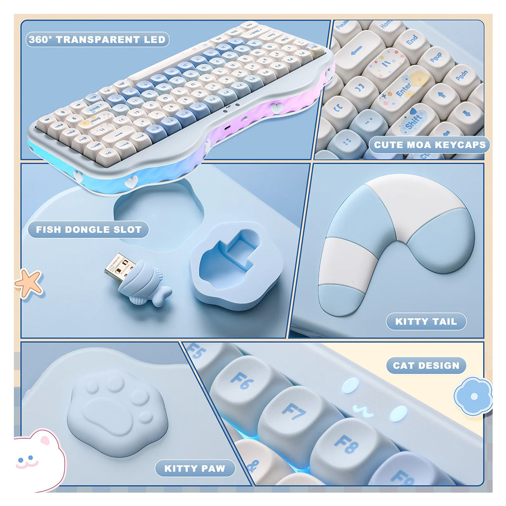 Yunzii C75 Cake Meow Wireless Pink Mechanical Keyboard - Milk V2 ...