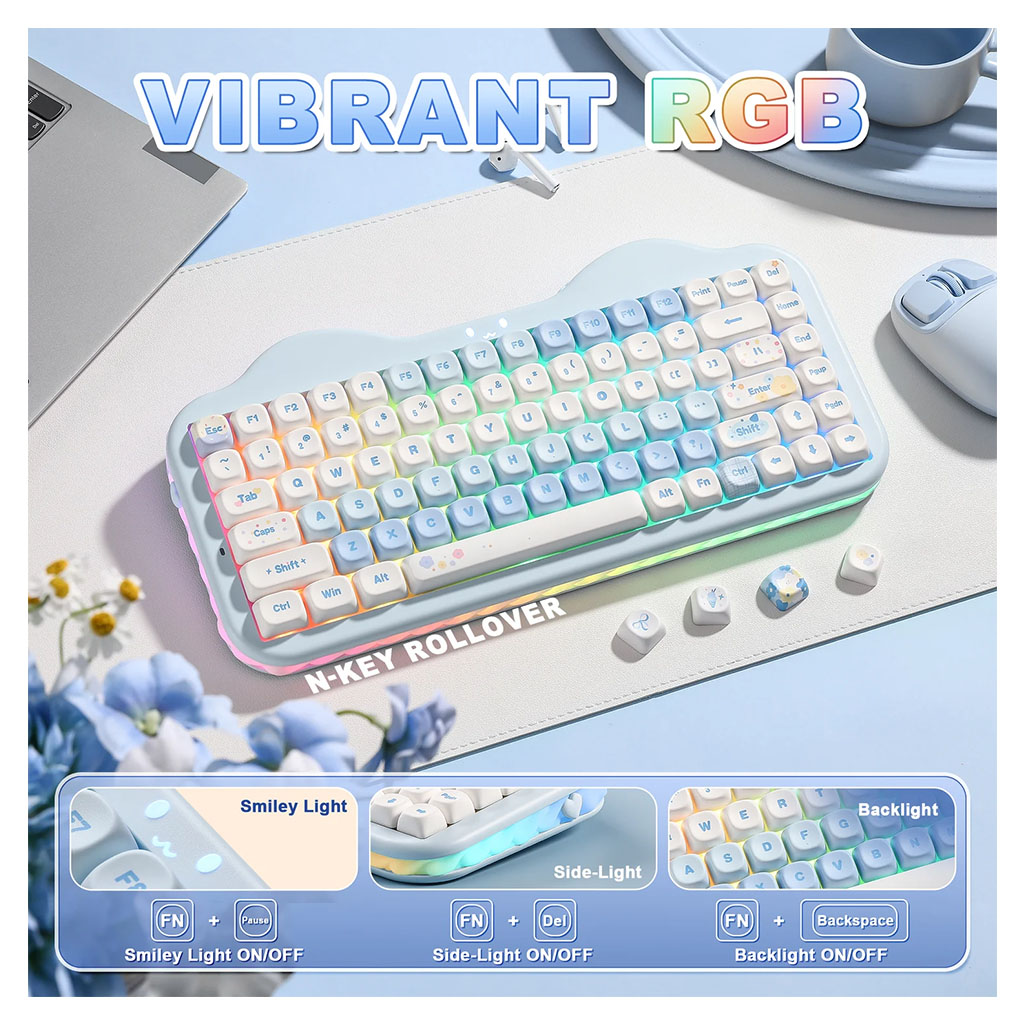 Yunzii C75 Cake Meow Wireless Pink Mechanical Keyboard - Milk V2 ...