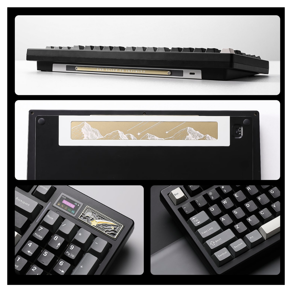 YUNZII IF99 QMK/VIA Full Size LCD Mechanical Keyboard - Black - YUNZII Cocoa Cream V2 Linear ...