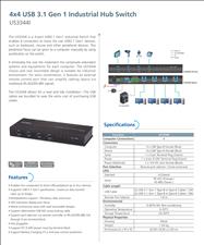 ATEN US3344I 4x4 USB 3.1 Gen 1 Industrial Hub Switch - US3344I-AT | Mwave