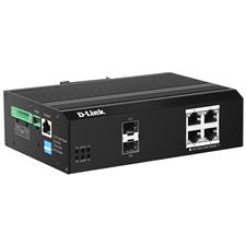 D-Link 6-Port Gigabit Industrial Smart Managed PoE+ Switch w/ 4PoE & 2 ...