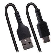 StarTech 50cm USB-A to USB-C Rugged Coiled Charging Cable - Black ...