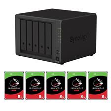 Synology DS1522+ 5-Bay NAS + 5x Seagate ST8000VN004 8TB IronWolf 3.5" NAS HDD - DS1522 ...