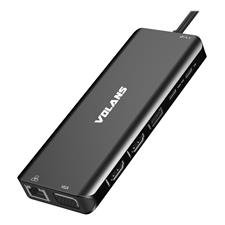 Volans VL-UCTDMH-S USB-C Triple Display Docking Station with 100W PD ...